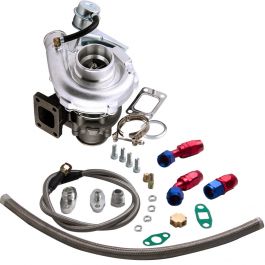 T3 T4 T3/T4 TO4E Turbo Turbocharger + Oil Cooled Oil Drain Return FEED ...